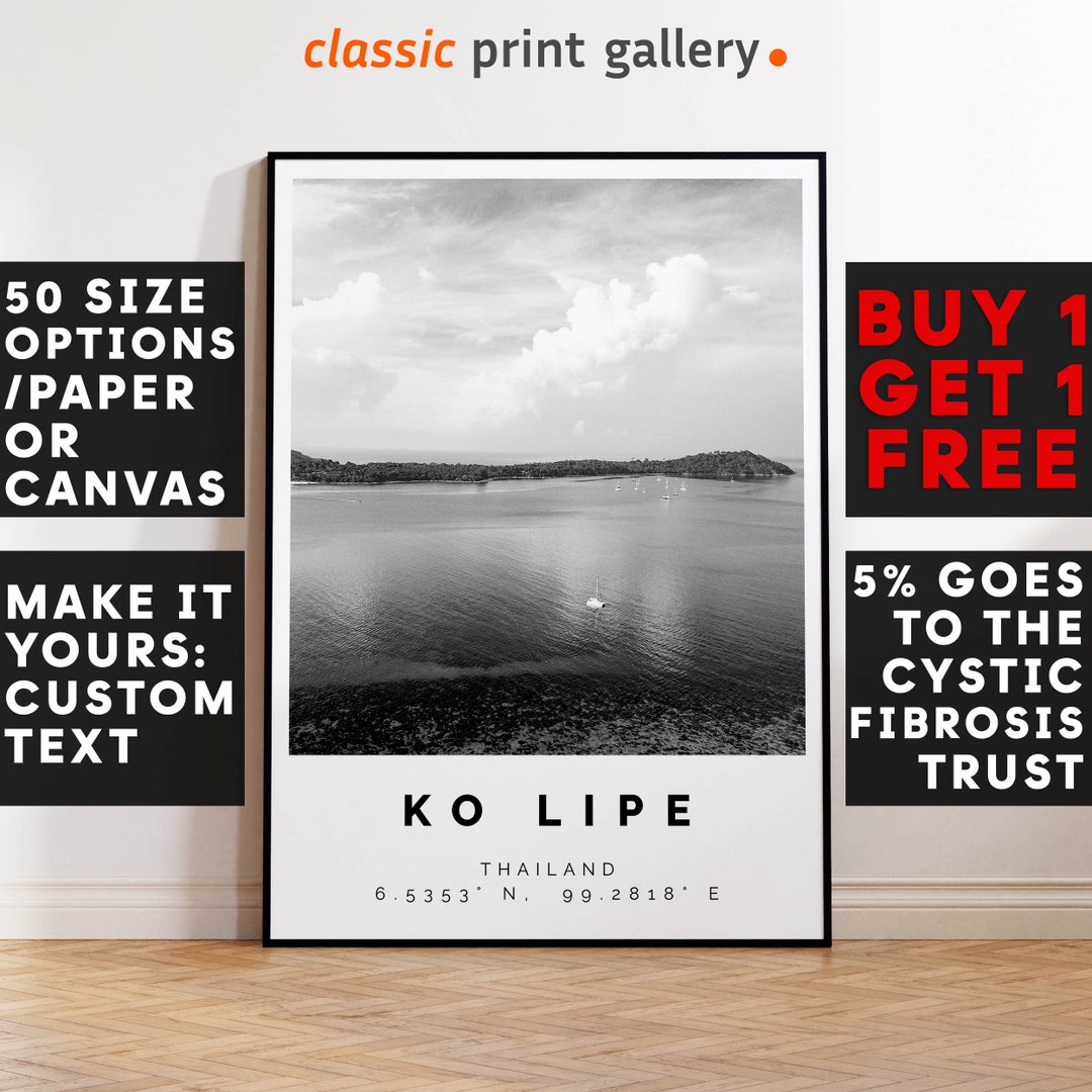 Ko Lipe Poster Black and White Print, Koh Lipe Wall Art, Ko Lipe Travel ...