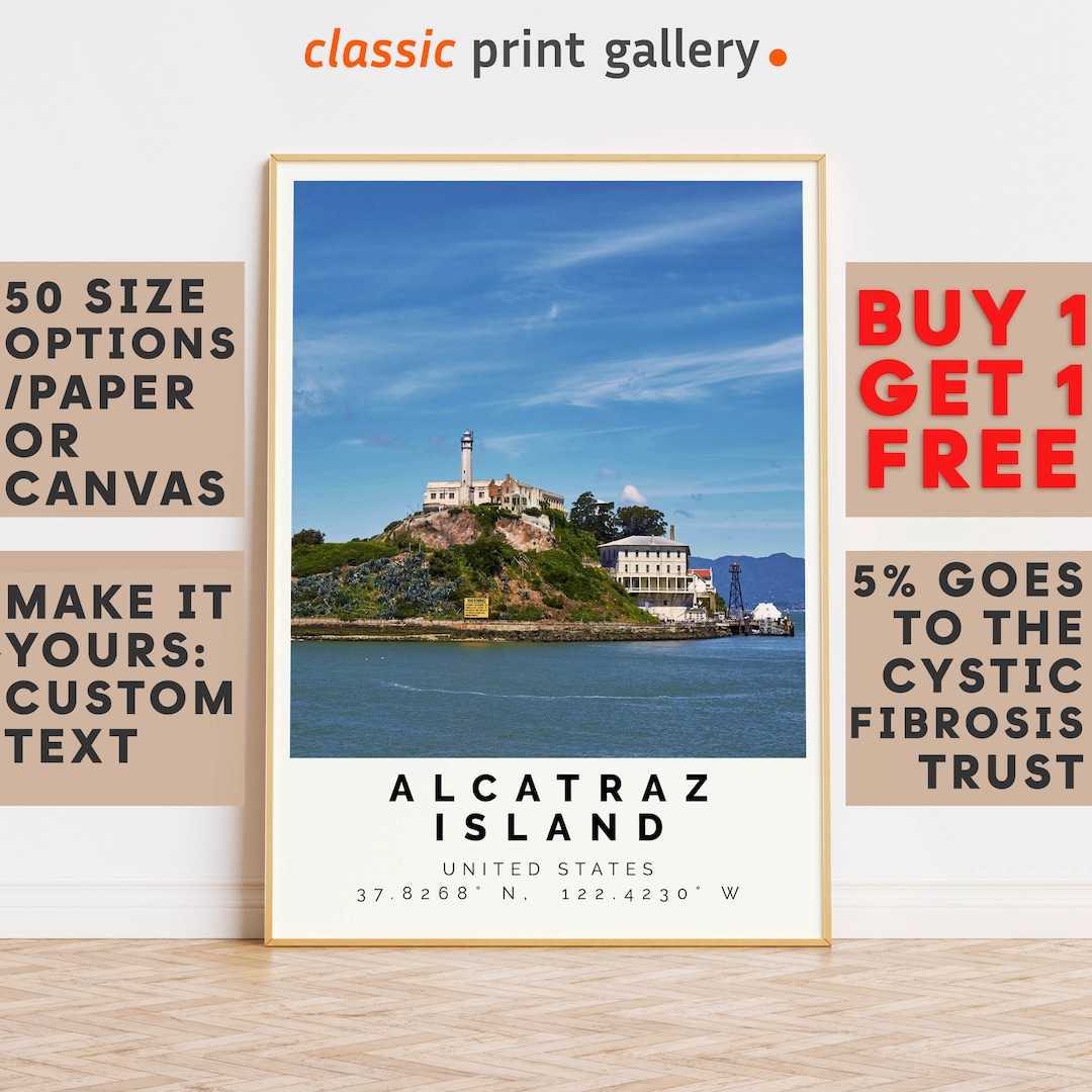 Alcatraz Island Poster Colorful Print, Alcatraz Island Wall Art ...