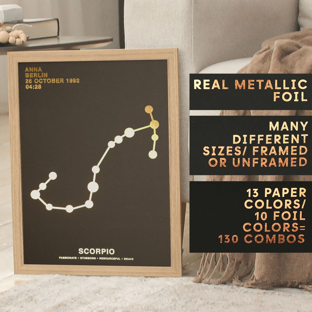 Personalized Scorpio Gold Foil Print Poster Wall Art | scorpio Gifts ...