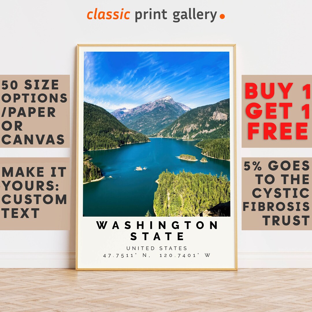 Washington State Poster Colorful Print, Washington State Wall Art ...