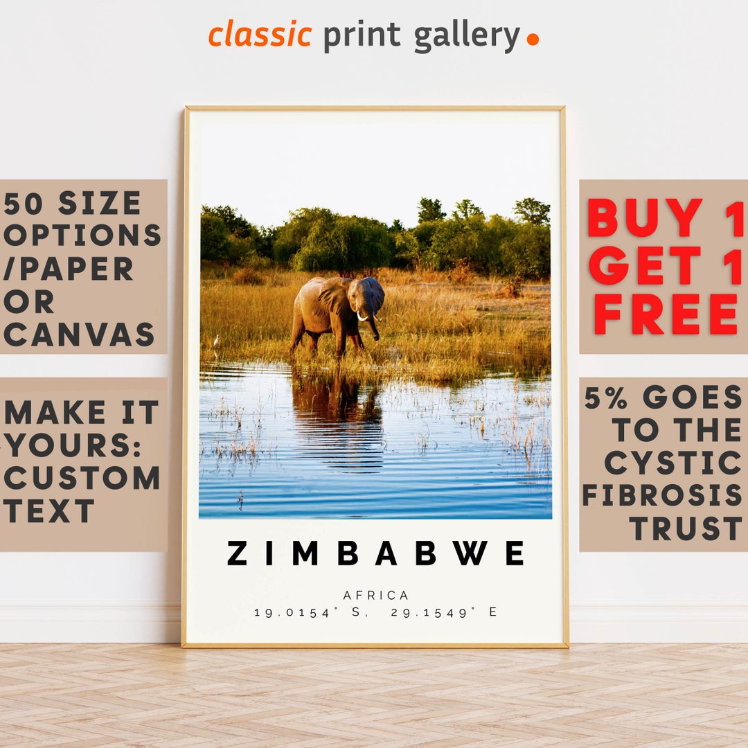 Zimbabwe Poster Colorful Print, Zimbabwe Wall Art, Zimbabwe Photo Decor ...