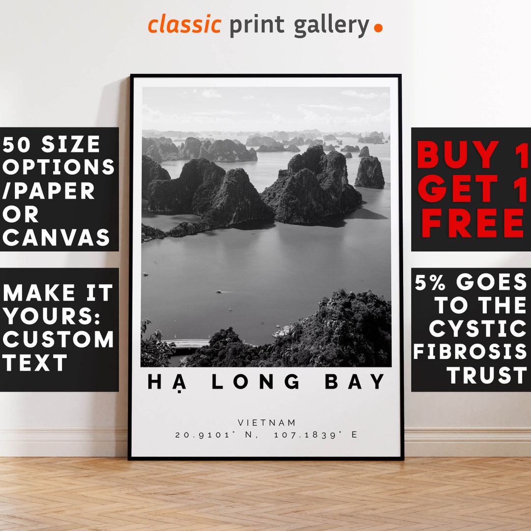 Ha Long Bay Poster Black and White Print, Ha Long Bay Wall Art, Ha Long ...