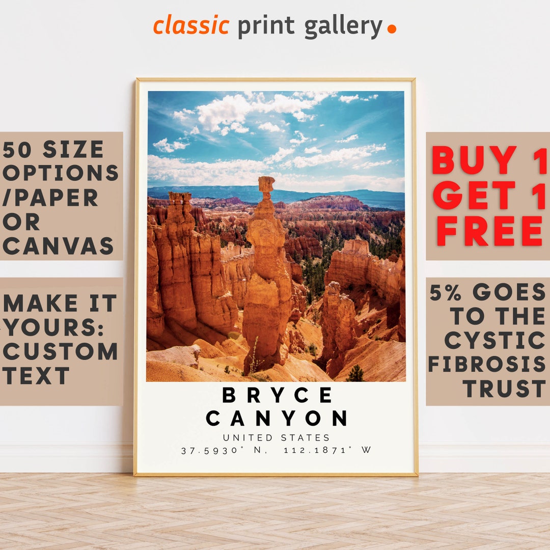 Bryce Canyon Poster Colorful Print, Bryce Canyon Wall Art, Bryce Canyon ...