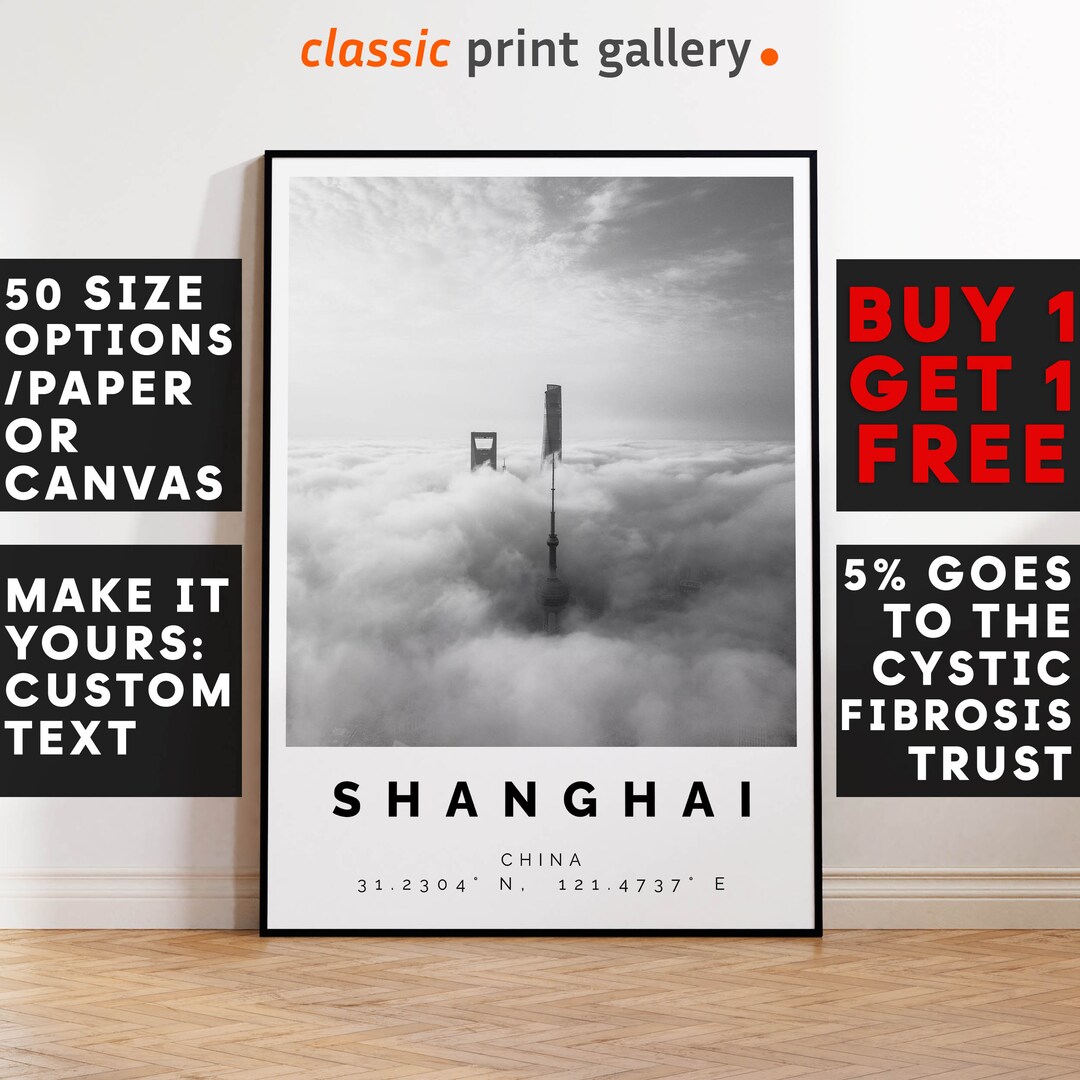 Shanghai Poster Black and White Print, Shanghai Wall Art, Shanghai ...