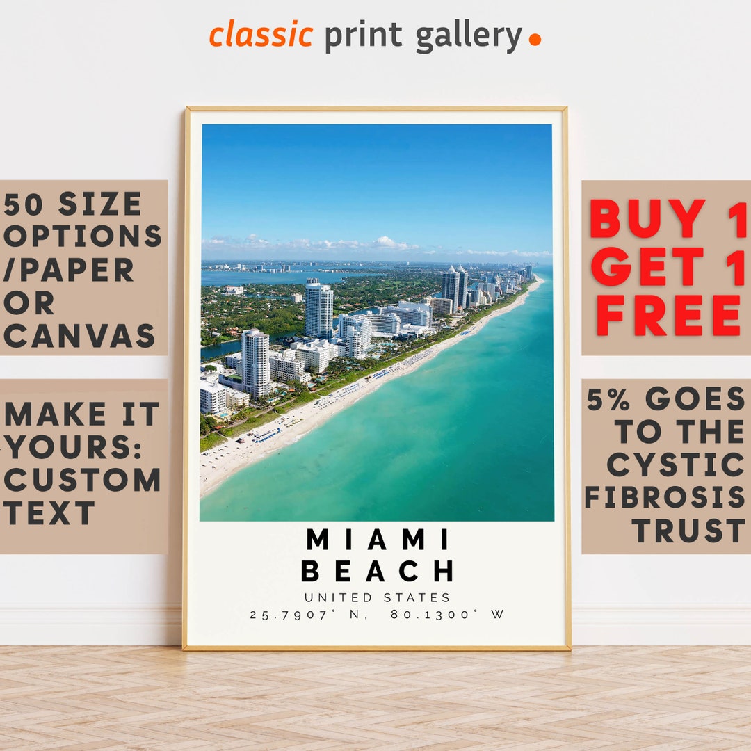Miami Beach Poster Colorful Print, Miami Beach Wall Art, Miami Beach ...