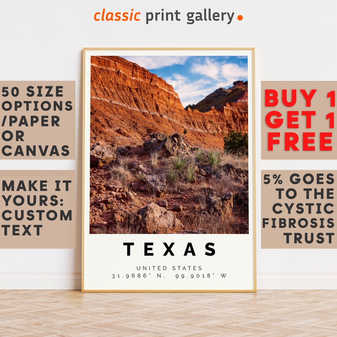 Texas Poster Colorful Print, Texas Wall Art, Texas Photo Decor, Texas ...