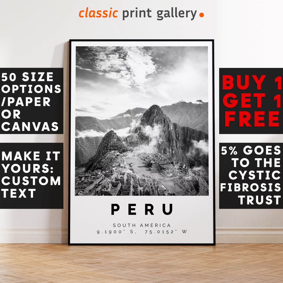 Peru Poster Black and White Print, Peru Wall Art, Peru Travel Poster ...