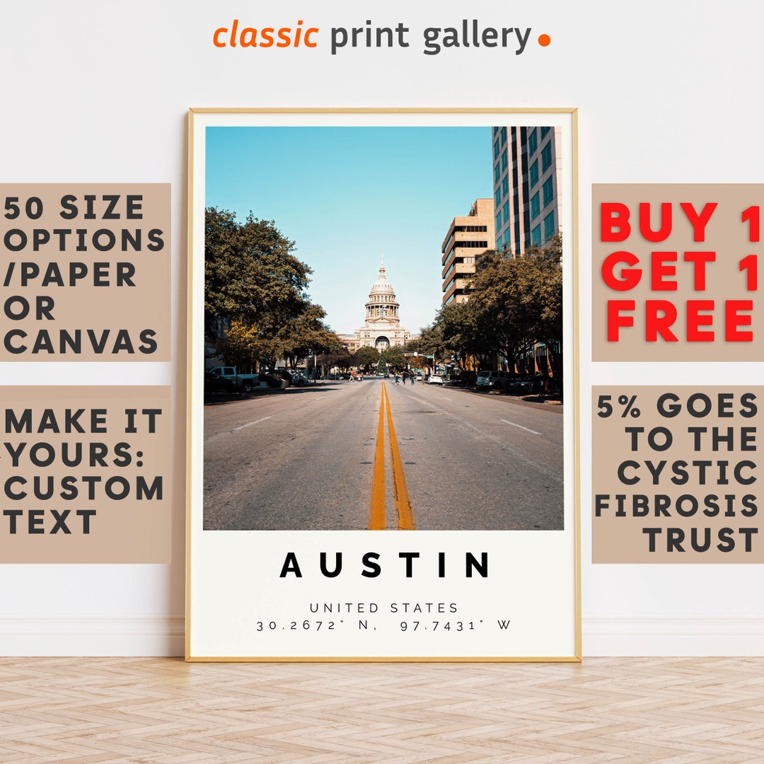 Austin Poster Colorful Print, Austin Wall Art, Austin Photo Decor ...