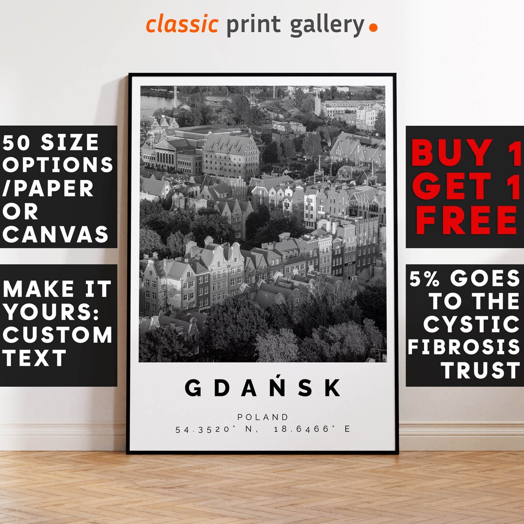 Gdansk Poster Black and White Print, Gdansk Wall Art, Gdansk Travel Poster, Gdansk Photo Print ...