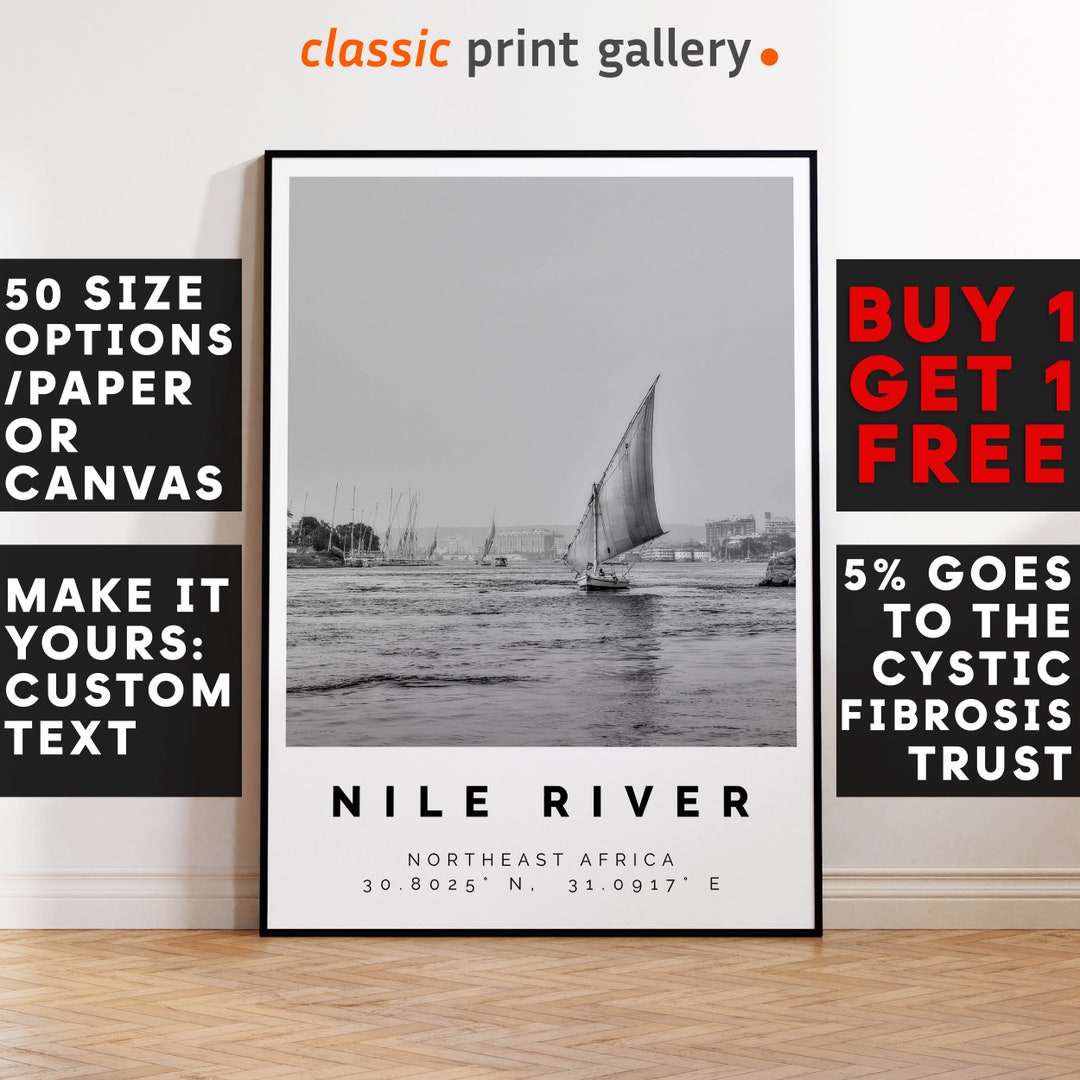 Nile River Poster Black and White Print, Nile River Wall Art, Nile ...