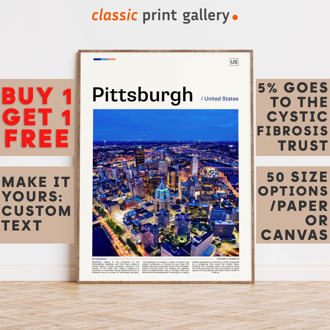 Pittsburgh Print, Pittsburgh Wall Art, Pittsburgh Color Poster With ...