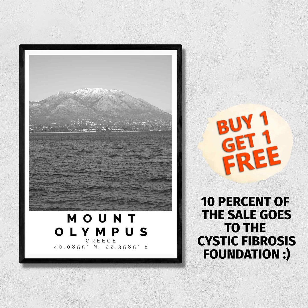 Mount Olympus Poster Black and White Print Mount Olympus Wall - Etsy