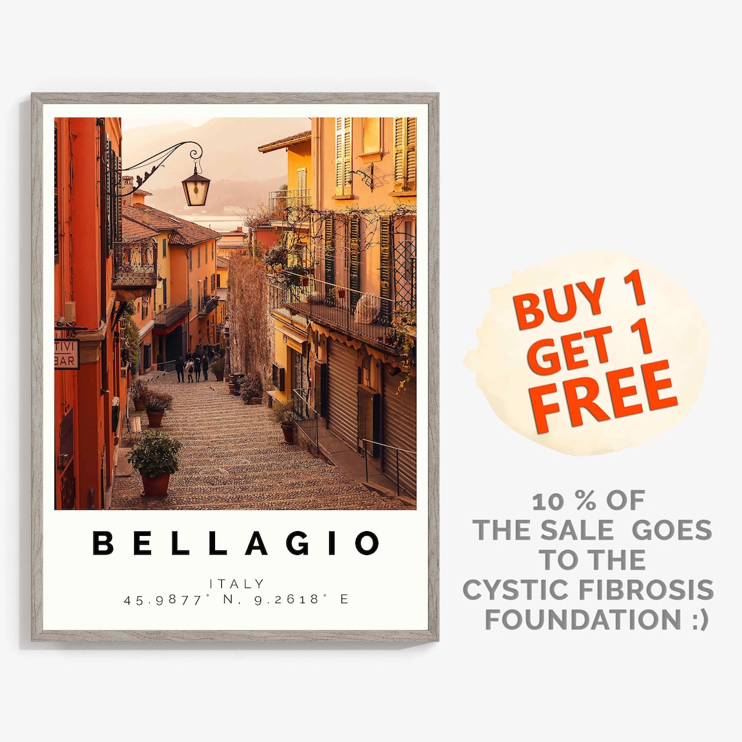 Bellagio Poster Colorful Print Bellagio Wall Art Bellagio - Etsy