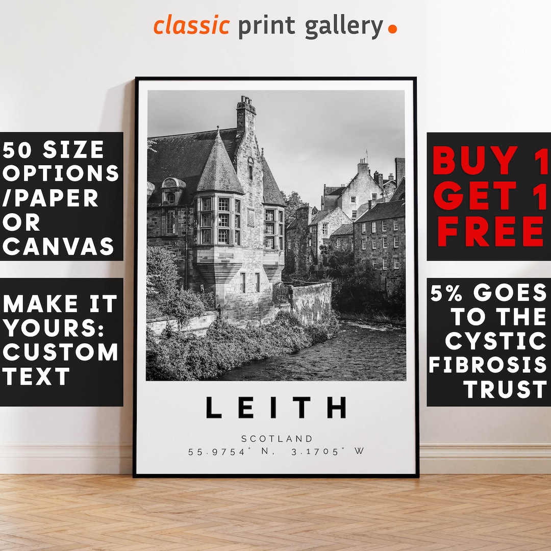 Leith Poster Black and White Print, Leith Wall Art, Leith Travel Poster ...