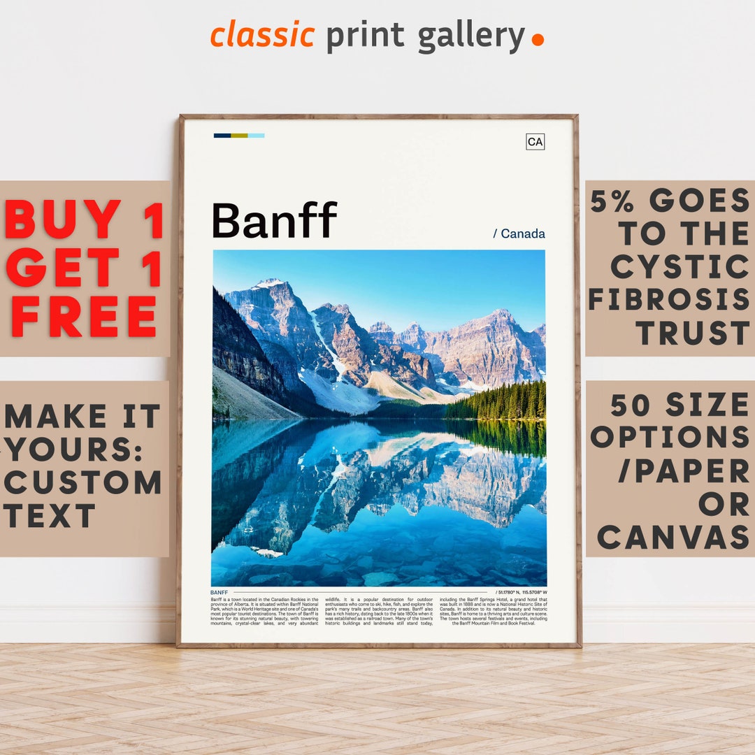 Banff Print, Banff Wall Art, Banff Color Poster With Text, Personalized ...