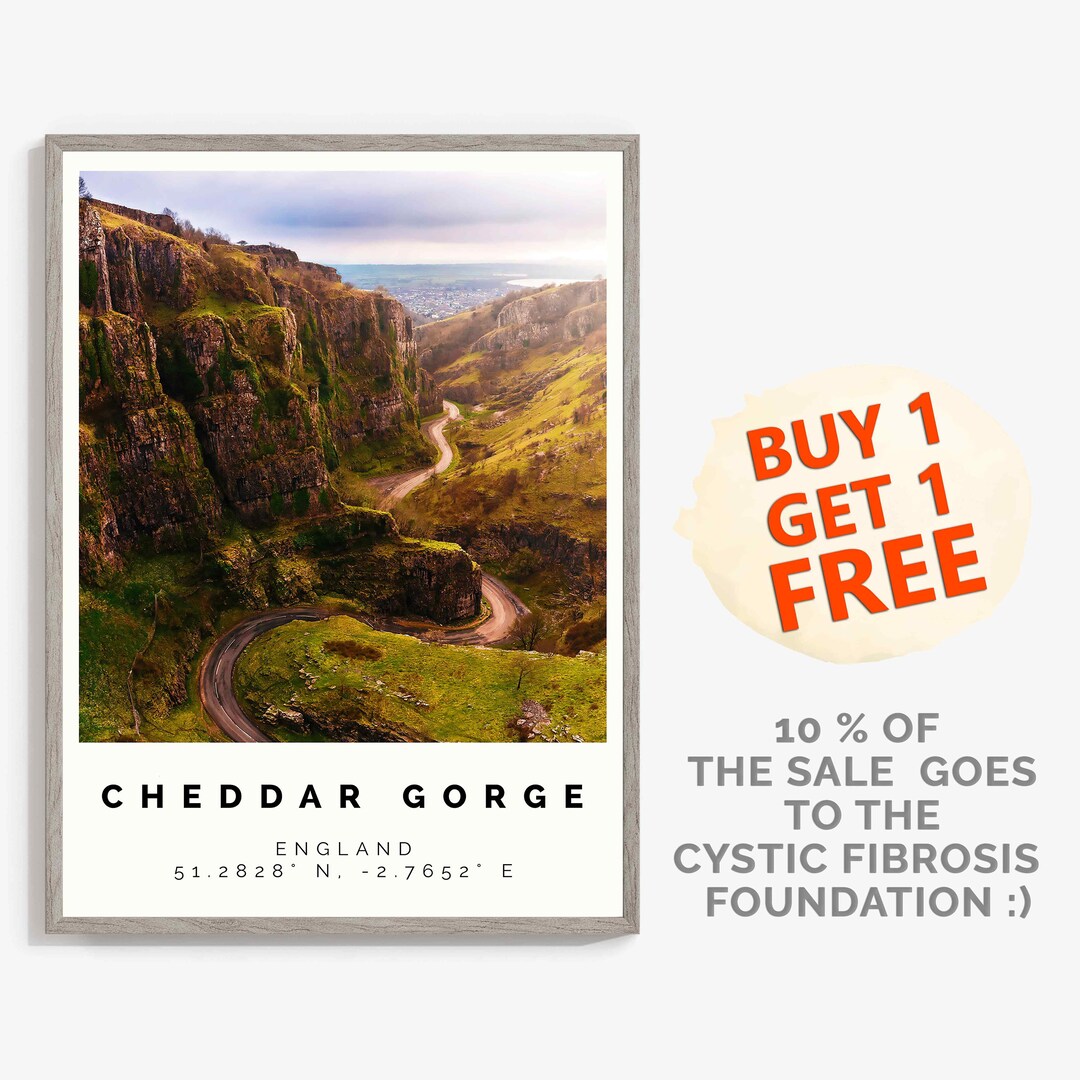 Cheddar Gorge Poster Colorful Print Cheddar Gorge Wall Art - Etsy
