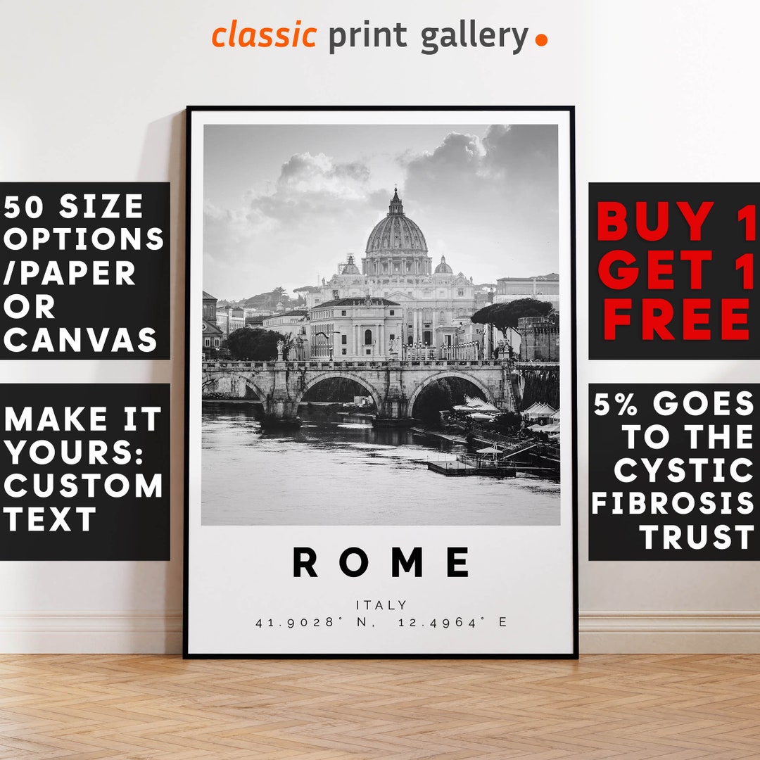 Rome Print Black and White Photo, Rome Wall Art, Rome Travel Poster ...