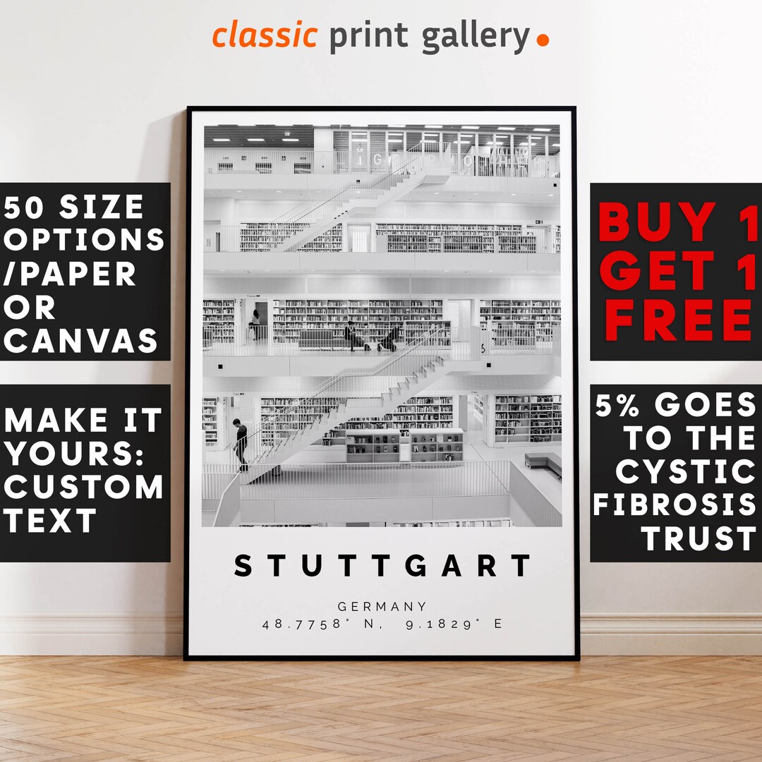 Stuttgart Poster Black and White Print, Stuttgart Wall Art, Stuttgart ...