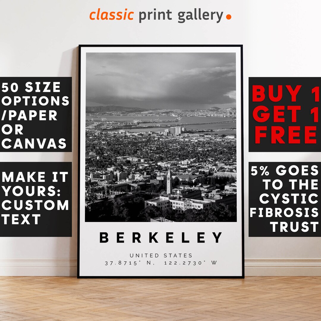 Berkeley Poster Black and White Print, Berkeley Wall Art, Berkeley ...