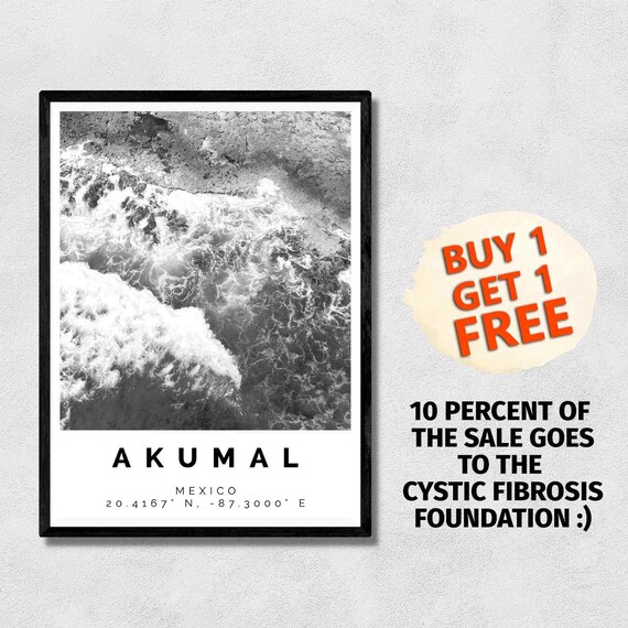 Akumal Poster Black and White Print Akumal Wall Art Akumal - Etsy