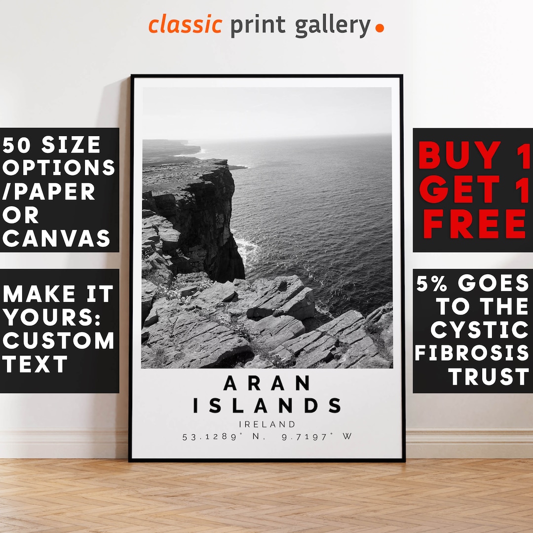 Aran Islands Poster Black and White Print, Aran Islands Wall Art, Aran ...