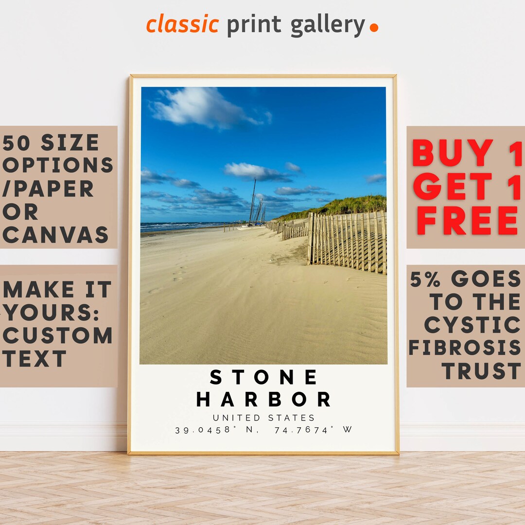Stone Harbor Poster Colorful Print, Stone Harbor Wall Art, Stone Harbor ...