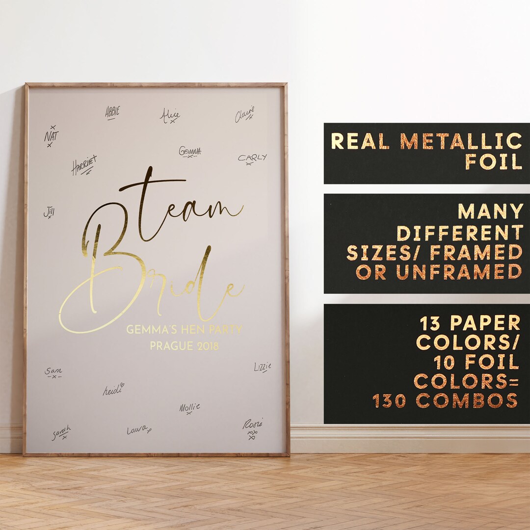 Team Bride Gold Foil Personalized Print | copper Foil | personalised ...