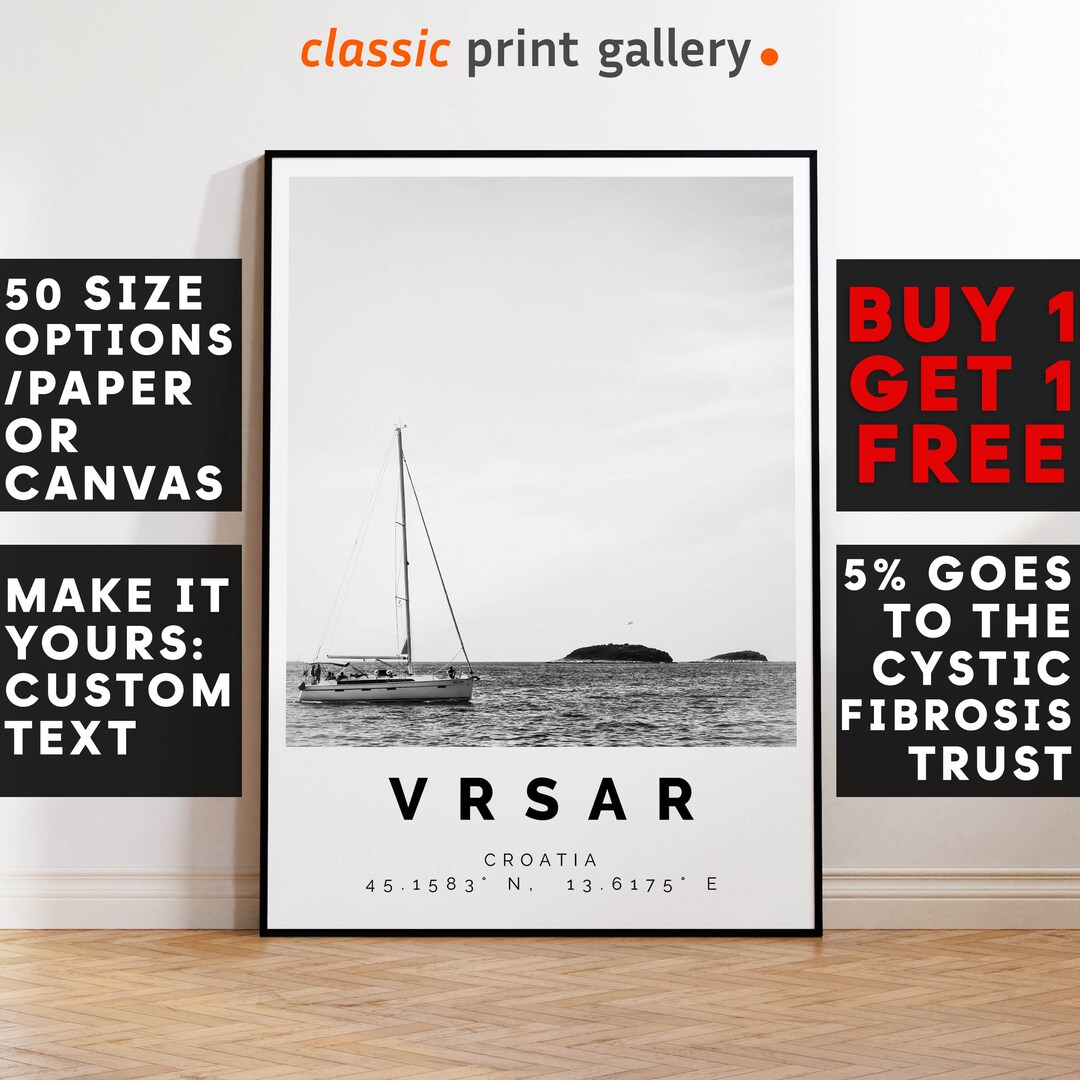 Vrsar Poster Black and White Print, Vrsar Wall Art, Vrsar Travel Poster ...