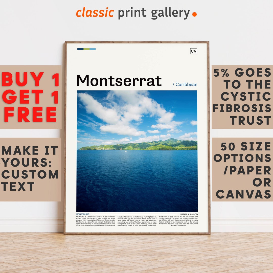 Montserrat Print, Montserrat Wall Art, Montserrat Color Poster With ...