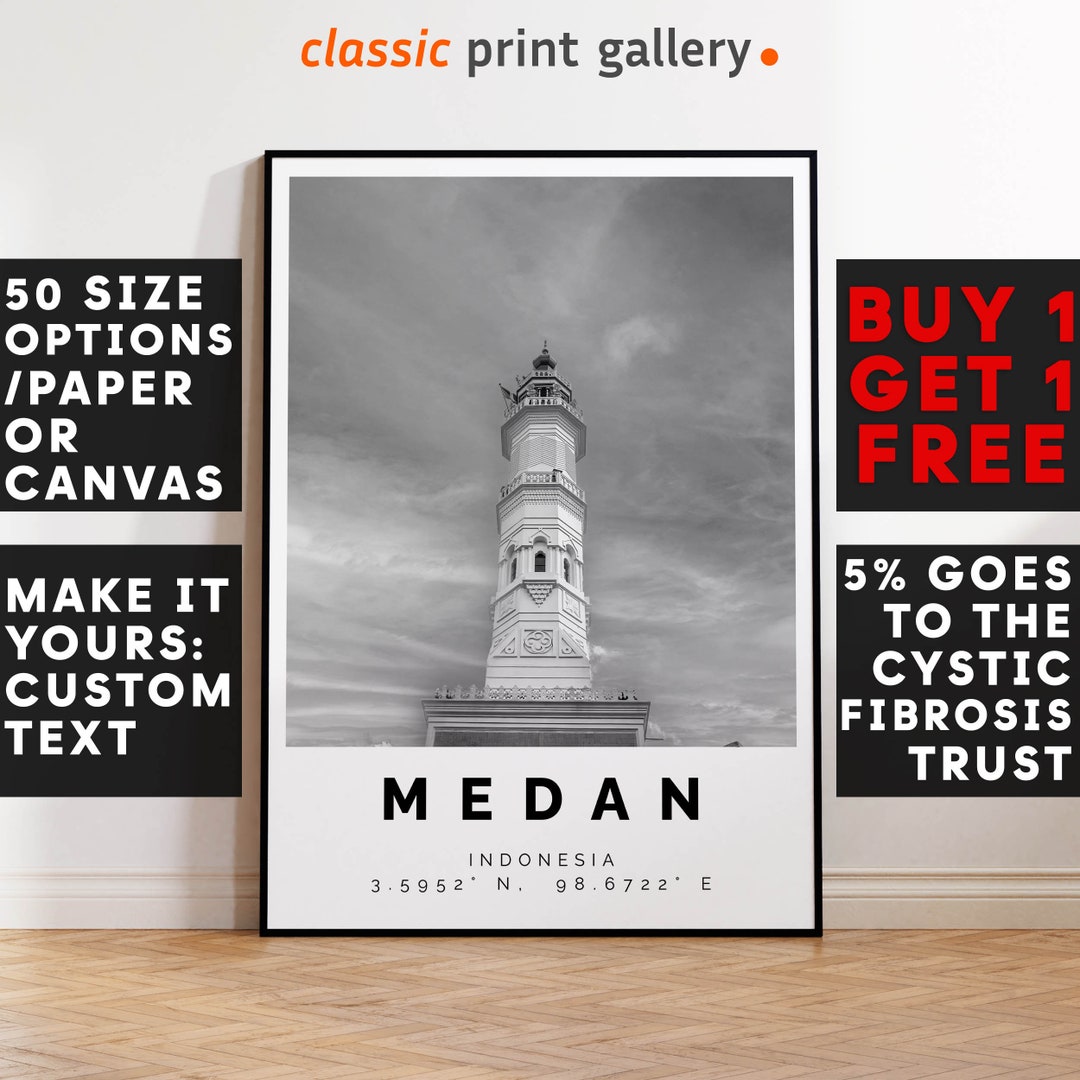 Medan Poster Black and White Print Medan Wall Art Medan - Etsy