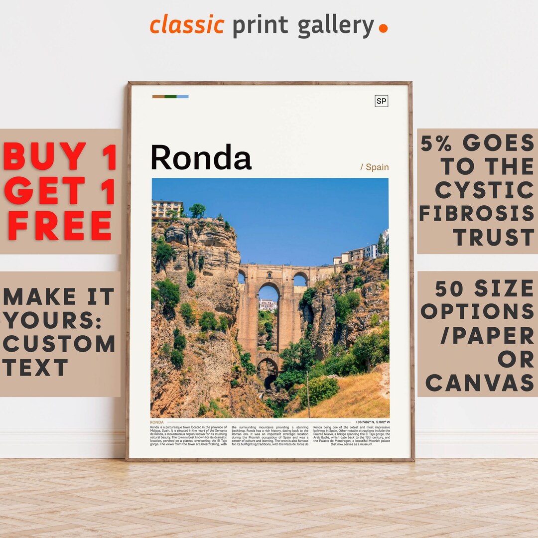 Ronda Print, Ronda Wall Art, Ronda Color Poster With Text, Personalized ...