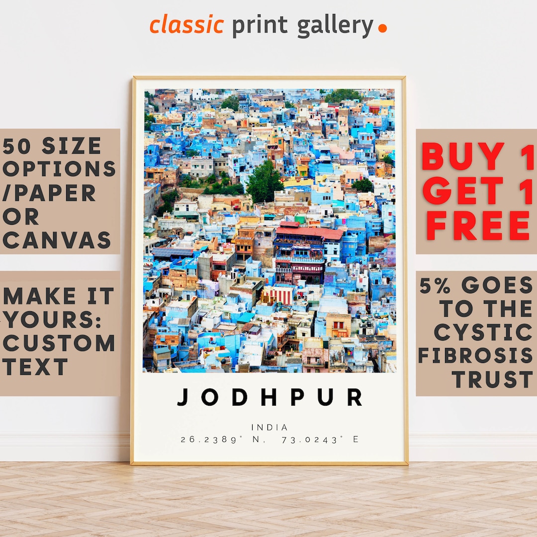 Jodhpur Poster Colorful Print, Jodhpur Wall Art, Jodhpur Photo Decor ...
