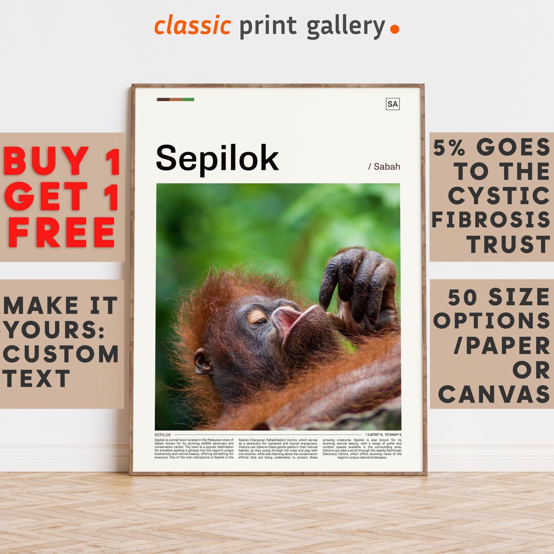 Sepilok Print, Sepilok Wall Art, Sepilok Color Poster With Text ...
