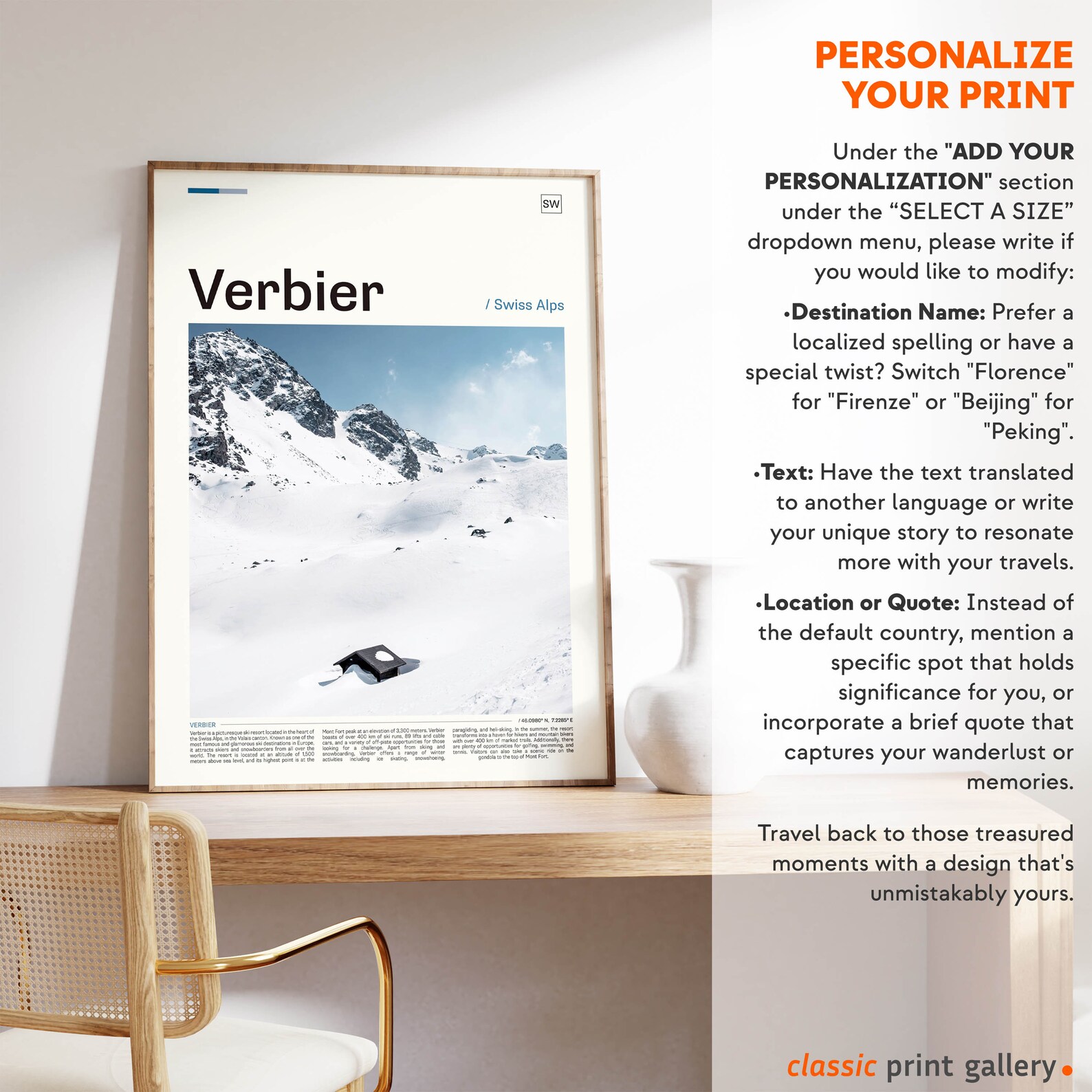 Verbier Print, Verbier Wall Art, Verbier Color Poster With Text ...