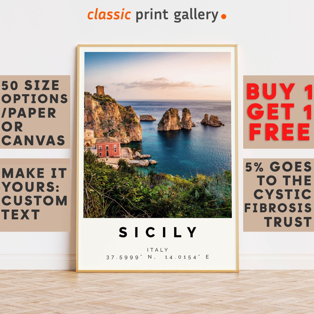 Sicily Poster Colorful Print, Sicily Wall Art, Sicily Photo Decor ...