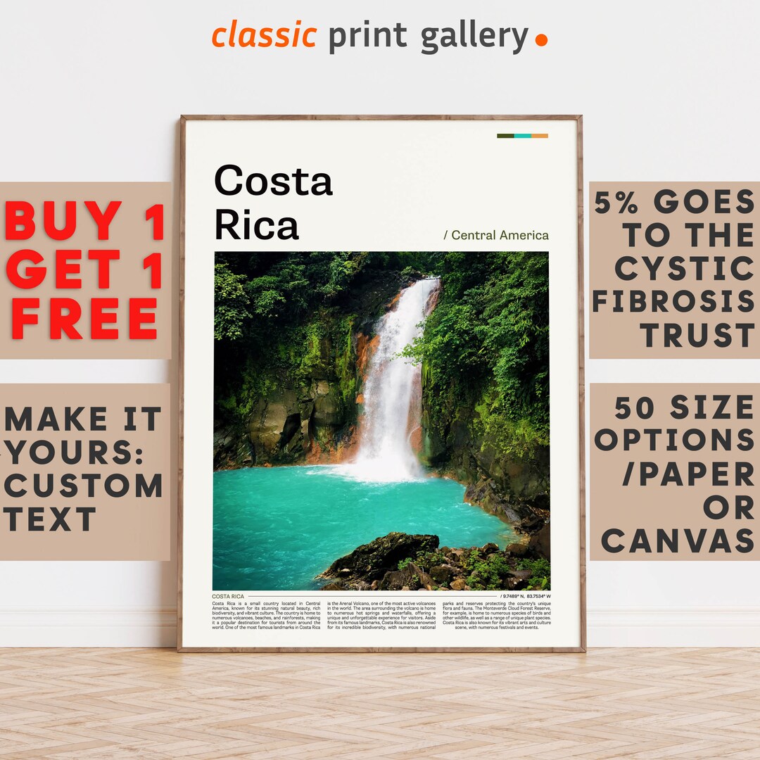 Costa Rica Print, Costa Rica Wall Art, Costa Rica Color Poster With ...