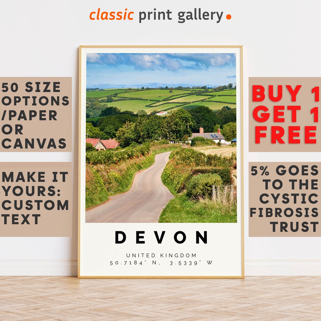 Devon Poster Colorful Print, Devon Wall Art, Devon Photo Decor, Devon Gift Travel Print,office ...
