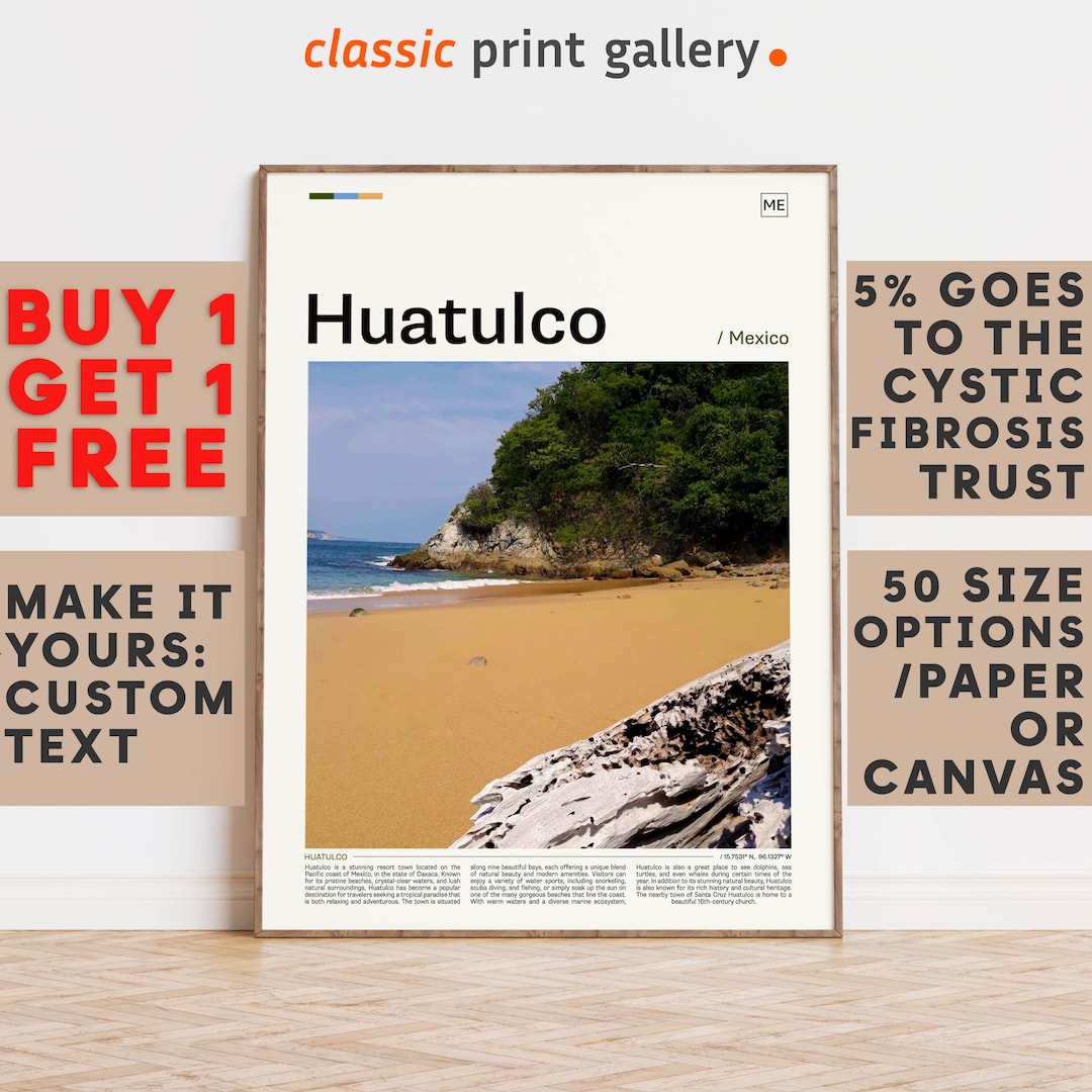 Huatulco Print, Huatulco Wall Art, Huatulco Color Poster With Text ...