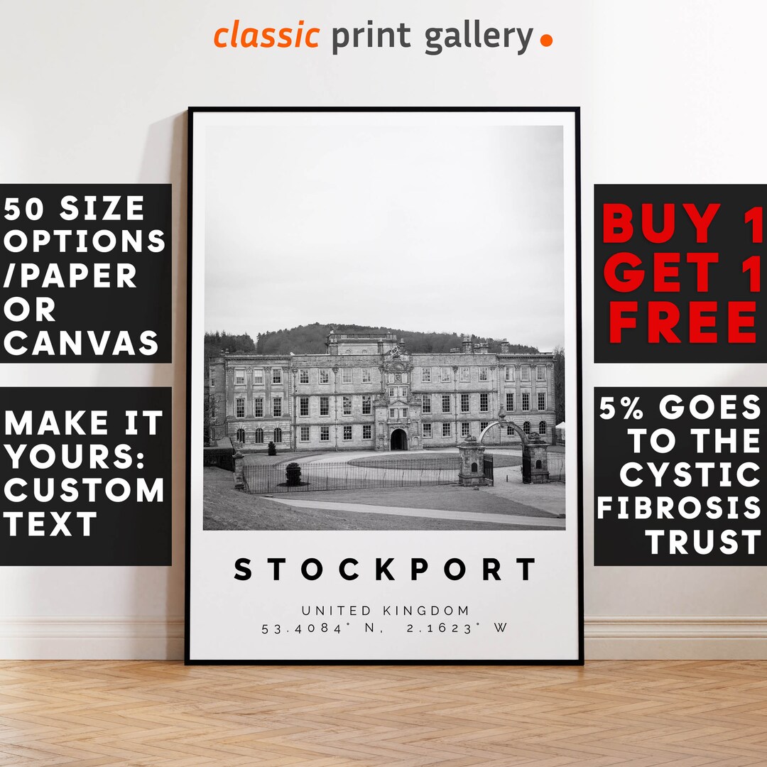 Stockport Poster Black and White Print, Stockport Wall Art, Stockport ...