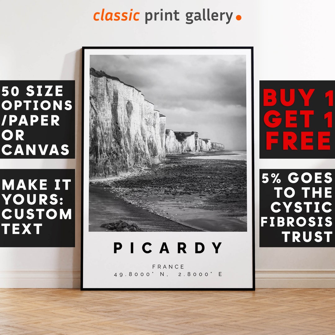 Picardy Poster Black and White Print, Picardy Wall Art, Picardy Travel ...