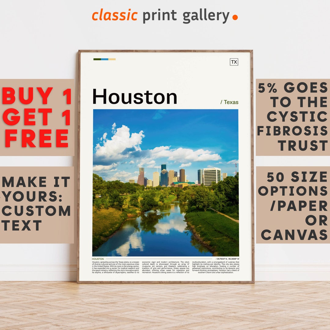 Houston Print, Houston Wall Art, Houston Color Poster With Text ...