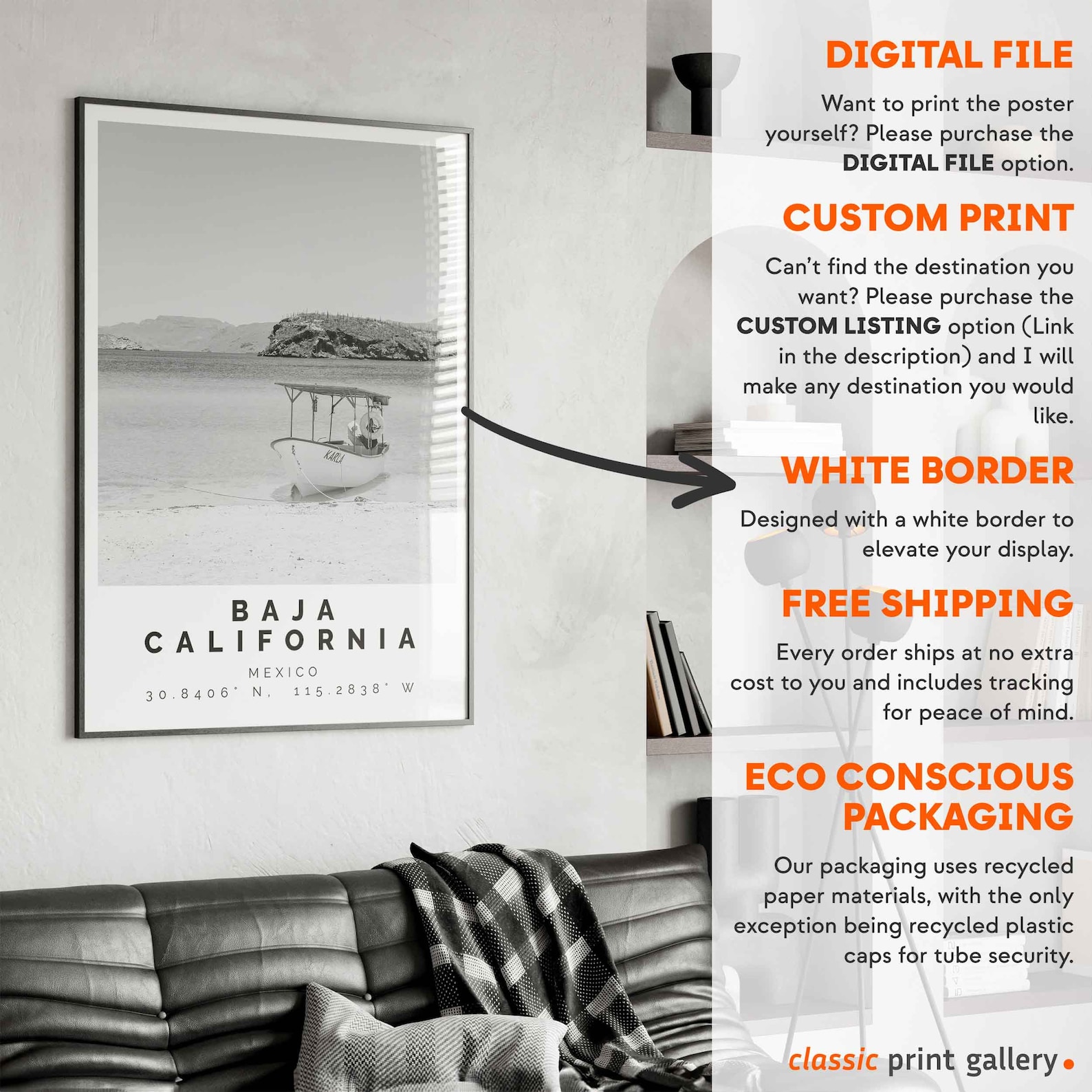 Baja California Print Black and White Photo, Baja California Wall Art ...