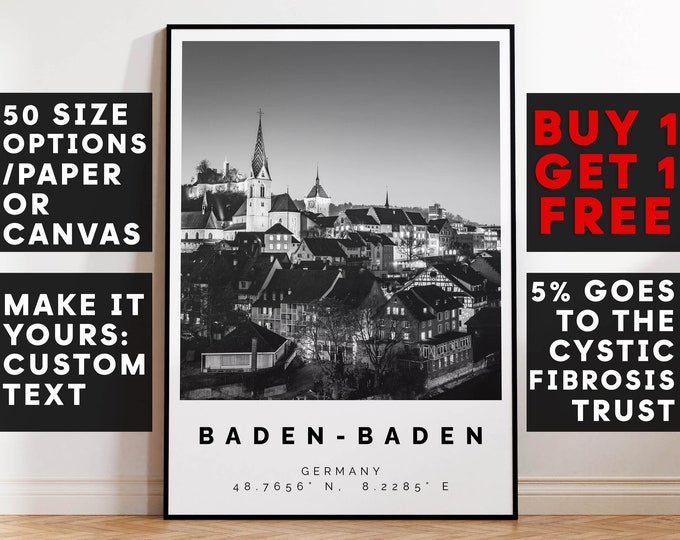 Baden-baden Poster Black and White Print, Baden-baden Wall Art, Baden ...