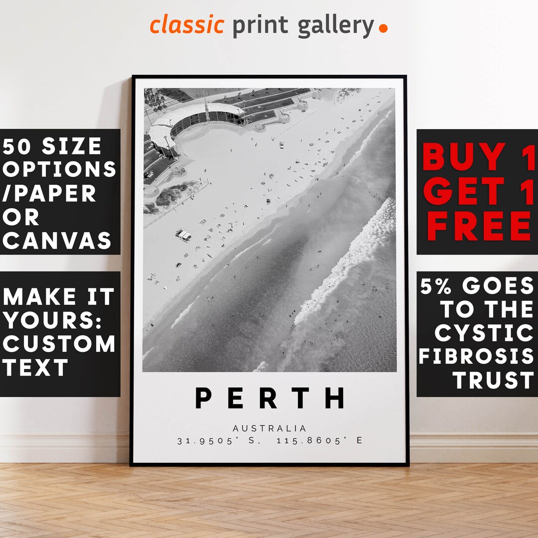 Perth Print Black and White Photo, Perth Wall Art, Perth Travel Poster ...