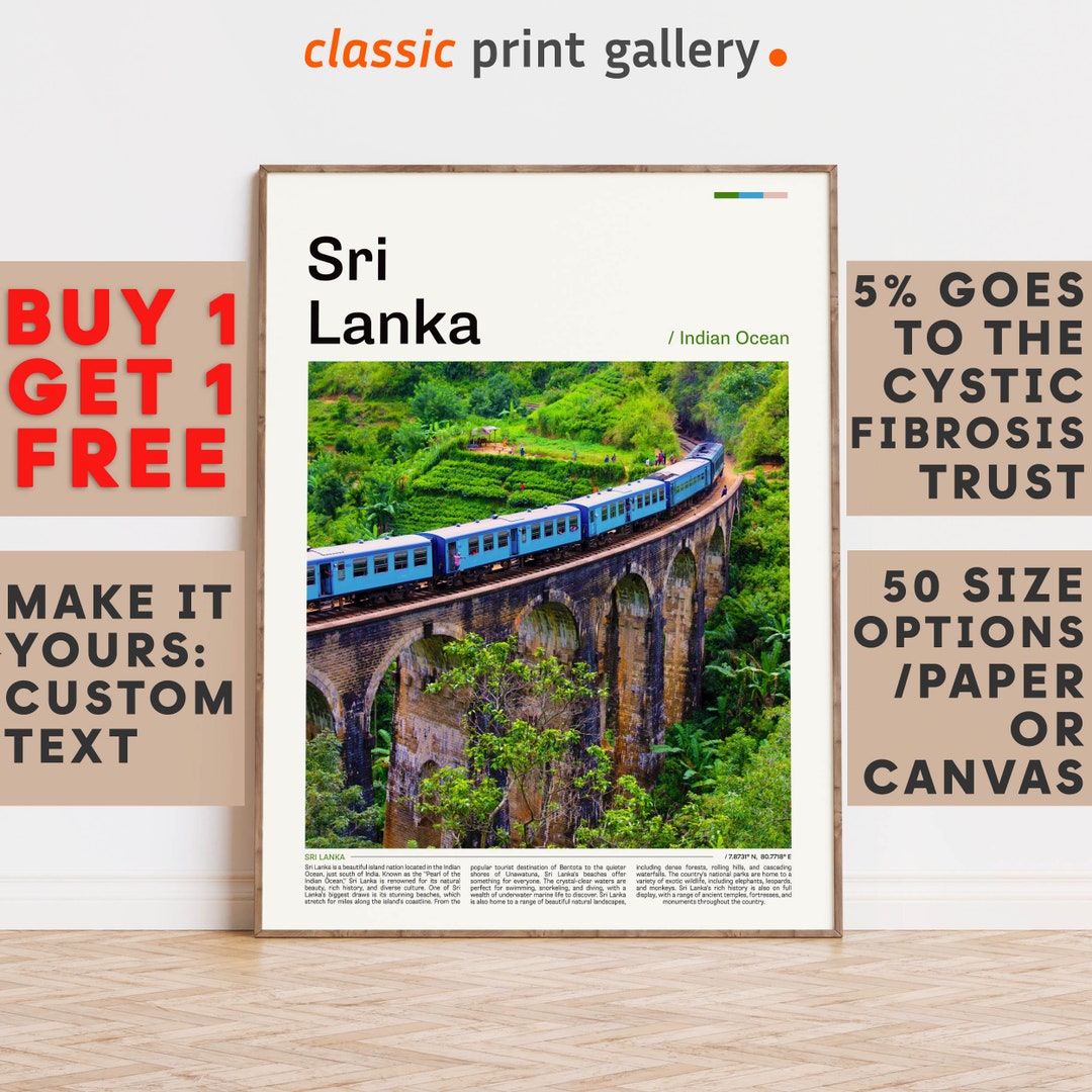 Sri Lanka Print, Sri Lanka Wall Art, Sri Lanka Color Poster With Text ...
