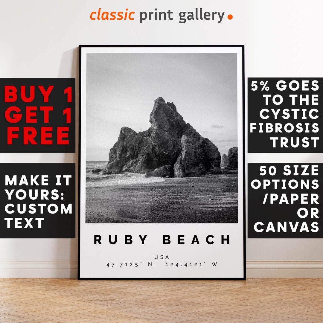 Ruby Beach Print,ruby Beach Wall Art,ruby Beach Black and White Poster ...