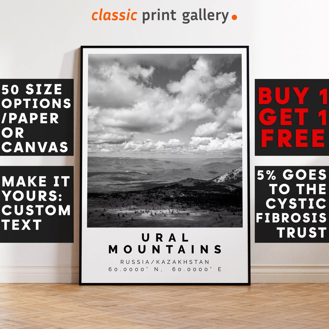 Ural Mountains Print Black and White Photo, Ural Mountains Wall Art, Ural Mountains Travel ...