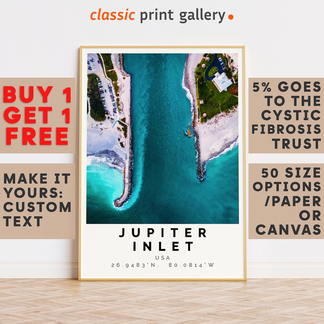 Surfing Poster,jupiter Inlet Print,jupiter Inlet Wall Art,jupiter Inlet ...