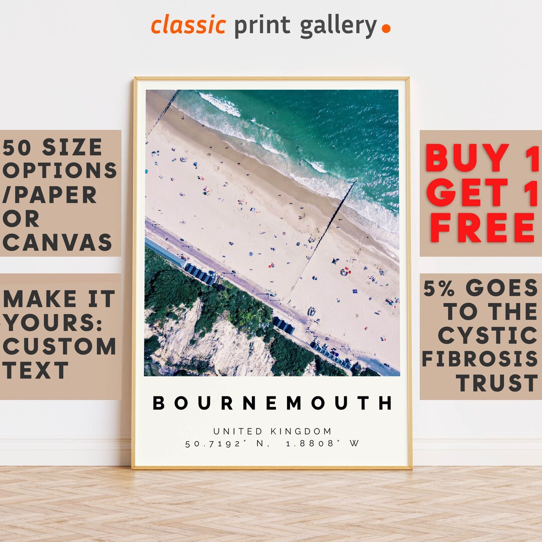 Bournemouth Poster Colorful Print, Bournemouth Wall Art, Bournemouth ...