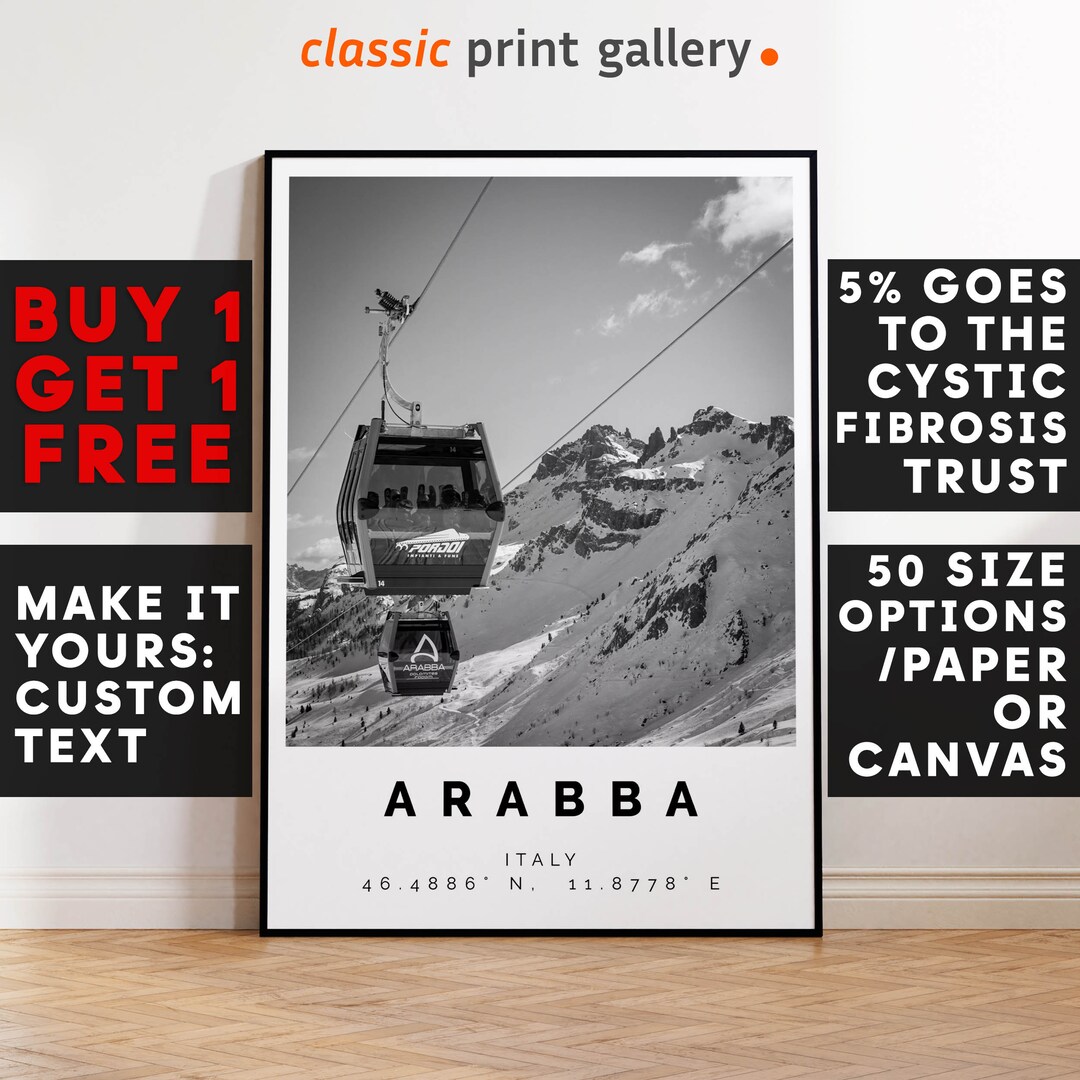 Arabba Print,arabba Wall Art,arabba Black and White Poster,personalized ...